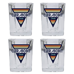 R and R Imports Clermont Florida 2 Ounce Square Base Liquor Shot Glass Retro Design 4-Pack