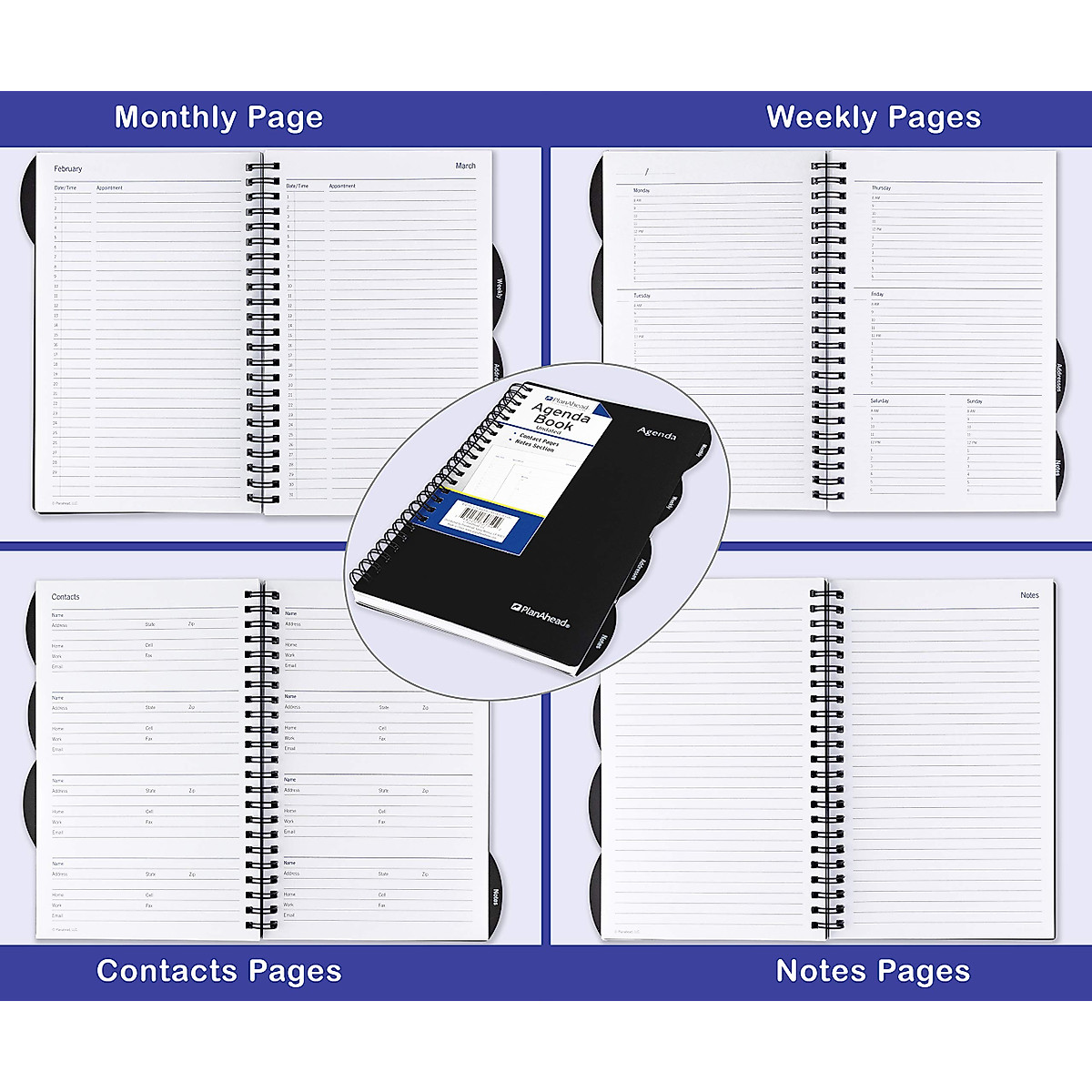 PlanAhead - Weekly & Monthly Undated Life Planner to Increase Productivity, Time Management and Hit Your Goals - Organizer Notebook & Productivity Journal, Start Any time, A5 Size, Last 1 Year, Black