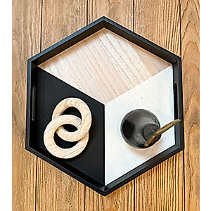 Montecito Home - Hexagon Modern Farmhouse Coffee Table Tray -Ottoman Tray - Breakfast, Drinks, Liquor Serving Tray - from Farmhouse to Modern (Pitch Black)