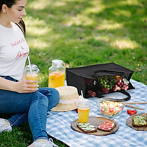 10 Packs Black Burlap Tote Bags Wedding Jute Tote Gift Bags Burlap Bags with Handles Large Blank Reusable Shopping Tote Kitchen Reusable Grocery Bags for Bridesmaid DIY Craft, 15.35 x 5.91 x 12.2 Inch