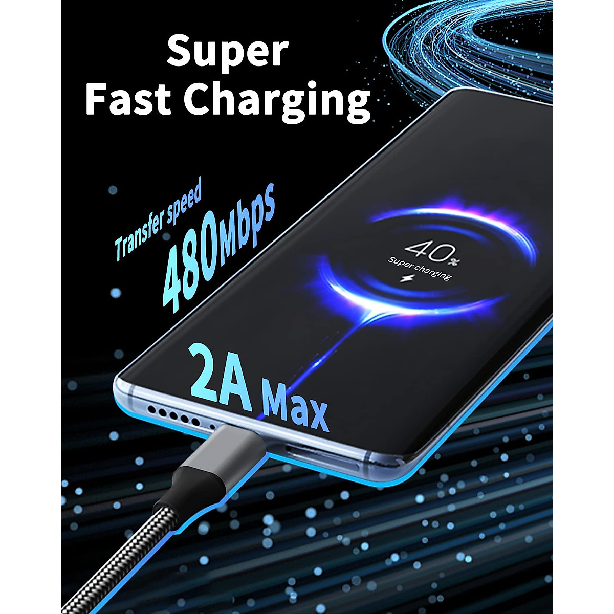 EWUONU Micro USB Cable, 2Pack 10FT Android Charger Cord Nylon Braided Sync and Fast Charging Cable for Samsung Galaxy S7 Edge S6 S5 S2 J7 J7V J5 J3 J3V,LG K40 K20,Moto E4 E5 E6,Tablet,PS4,Xbox one