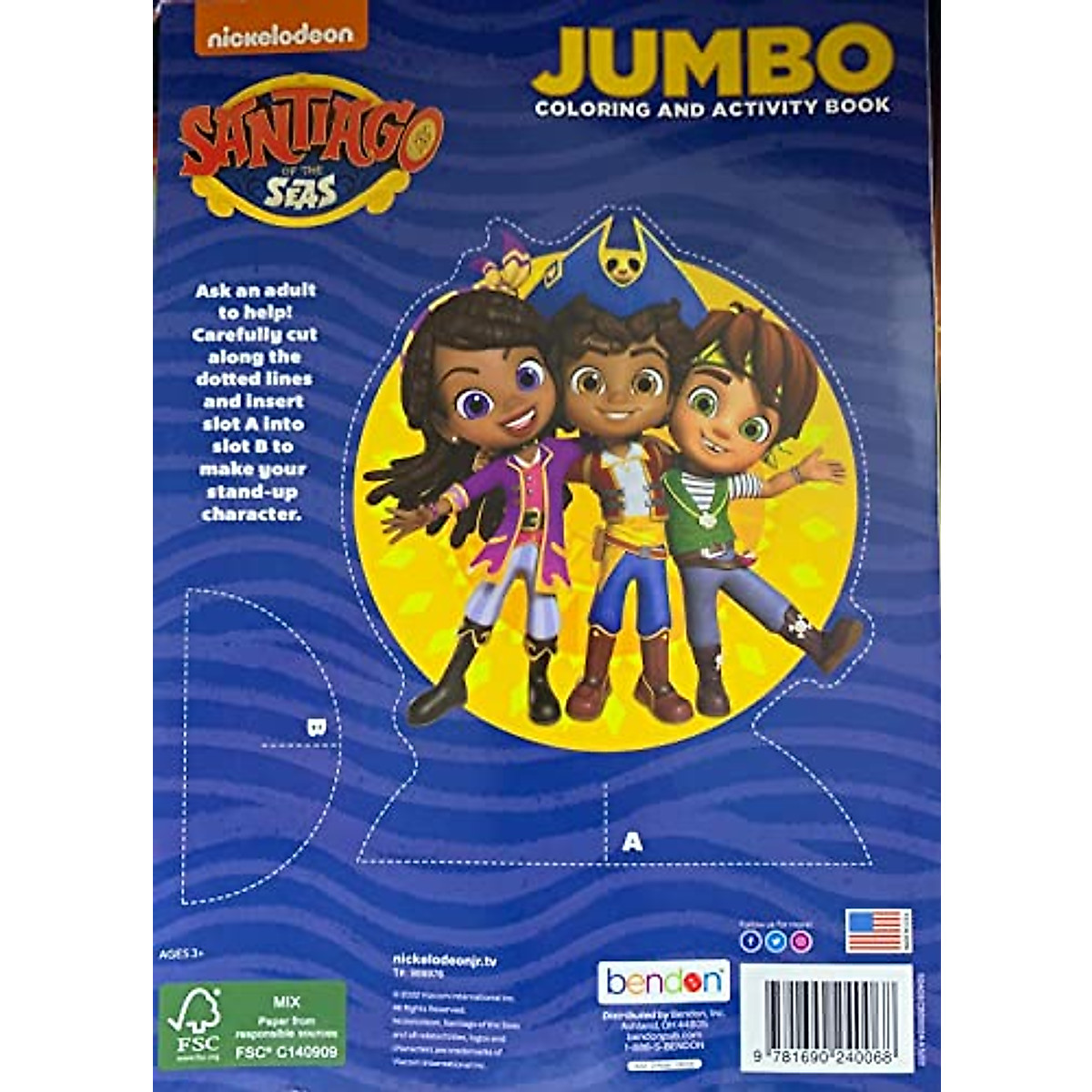 Santiago of The Seas Coloring and Activity Book with Bonus Stand-Up Character on Back - 80 Pages