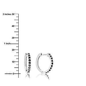 Vir Jewels 1/2 cttw Black Diamond Hoop Earrings .925 Sterling Silver Round Prong 3/4 Inch