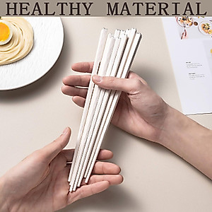 HuaLan 5 Pairs Fiberglass Chopsticks, Reusable Chopsticks Dishwasher Safe, Lightweight Chop Sticks,Japanese Chinese Chopsticks Sets,Non-Slip, 9 1/2 inches,Ivory White