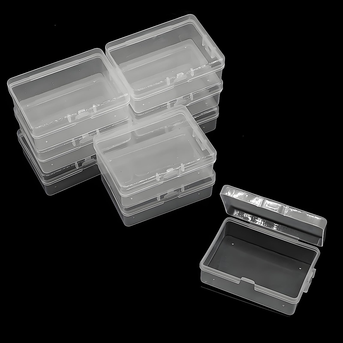 CUTEABC 9 Pieces Mini Plastic Clear Beads Storage Rectangular Empty Containers Box with Lids for Collecting Small Items,Beads,Jewelry,Business Cards,Game Pieces,Crafts Accessories (3 * 2.2 * 1 Inch)