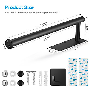 2nd Gen Paper Towel Holder Under Cabinet, [More Studry] Self Adhesive or Drilling Paper Towel Holder Wall Mount for Kitchen, RV, [Fit Mega Paper Towel Roll] SUS304 Stainless Steel Paper Towel Rack