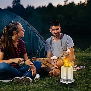 Tabletop Fire Pit with Stand, Mini Outdoor Smokeless Firepit, for Backyard, Patio, or Camping, Travel Bag, (6) Firestarters, & Wood Pellets Included