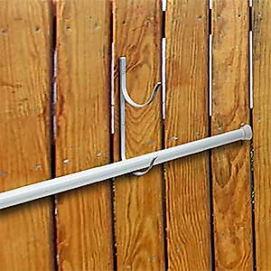 MENG ZHI AO 4 PCS Set Pool Pole Hangers Heavy Duty Aluminium Holder Hooks with Screws Perfect Hooks for Swimming Pool,Telescopic Poles,Skimmers,Nets Brushes,Vacuum Hose,Garden Equipment Etc (Silver)