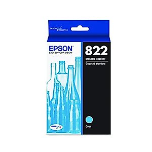 EPSON T822 DURABrite Ultra -Ink Standard Capacity Cyan -Cartridge (T822220-S) for Select Epson Workforce Pro Printers