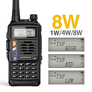 Baofeng UV-5R Upgraded Ham Radio Handheld Two Way Radio UV-S9 Plus 8W Long Range UV5R Portable Rechargeable Walkie Talkie with USB Charger Cable (Black)