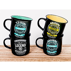 Pavilion Gift Company - 80 Years - Ceramic 13-ounce Campfire Mug, Double Sided Coffee Cup, Birthday Gift, Guys, Women, Mom, Dad, Grandpa, Grandam, 1 Count, 3.75 x 5 x 3.5 Inches