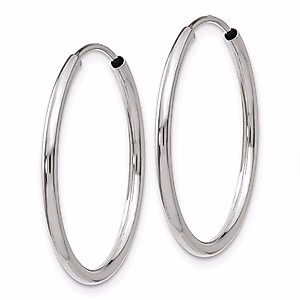 Medium 14K White Gold Continuous Endless Hoop Earrings, (1.5mm Tube) (.90 inch - 23mm)