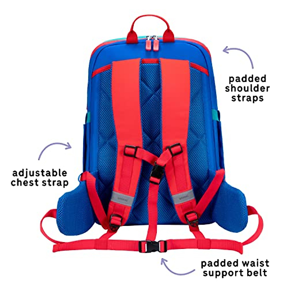 uninni Color Block (Blue/Green) 16'' Kids Backpack with Insulated Set for Age 5+, Lightweight, School and Travel for Boys and Girls