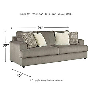 Signature Design by Ashley Soletren Contemporary Chenille Sofa with 4 Accent Pillows, Gray