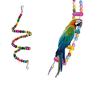 FuTaiKang Bird Toys, 10 Packs Parakeet Budgie Cage Toys Swing Chewing Hanging Parrot Perches with Bell,Wooden Ladder Hammock for Conures,Cockatiels,Budgie and Lovely Birds