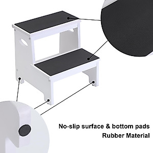 Kids Step Stool White Stepping Stool 2 Step Stools for Toddlers Bathroom Kitchen Counter Sink Wooden Step Stool Portable Baby Childrens Wood Toddler Foot Bed Step Stool Kids Potty Training Stool