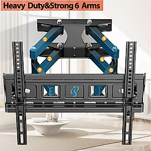 SJBRWN Full Motion TV Wall Mount for 26-65 Inch Flat Curved Screen TVs,Tilt and Swivel TV Mount with Articulating 6 Arms Extension Rotation, Max VESA 400X400mm Ups to 99 lbs Wall Mount TV Bracket