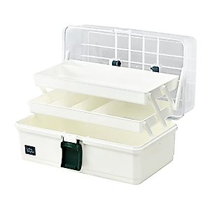 Anbestor 3 Layers Plastic Portable Storage Box, Multipurpose Organizer and Storage Case for Art Craft and Cosmetic, Portable Handled Storage Box for Home, School, Office (White)