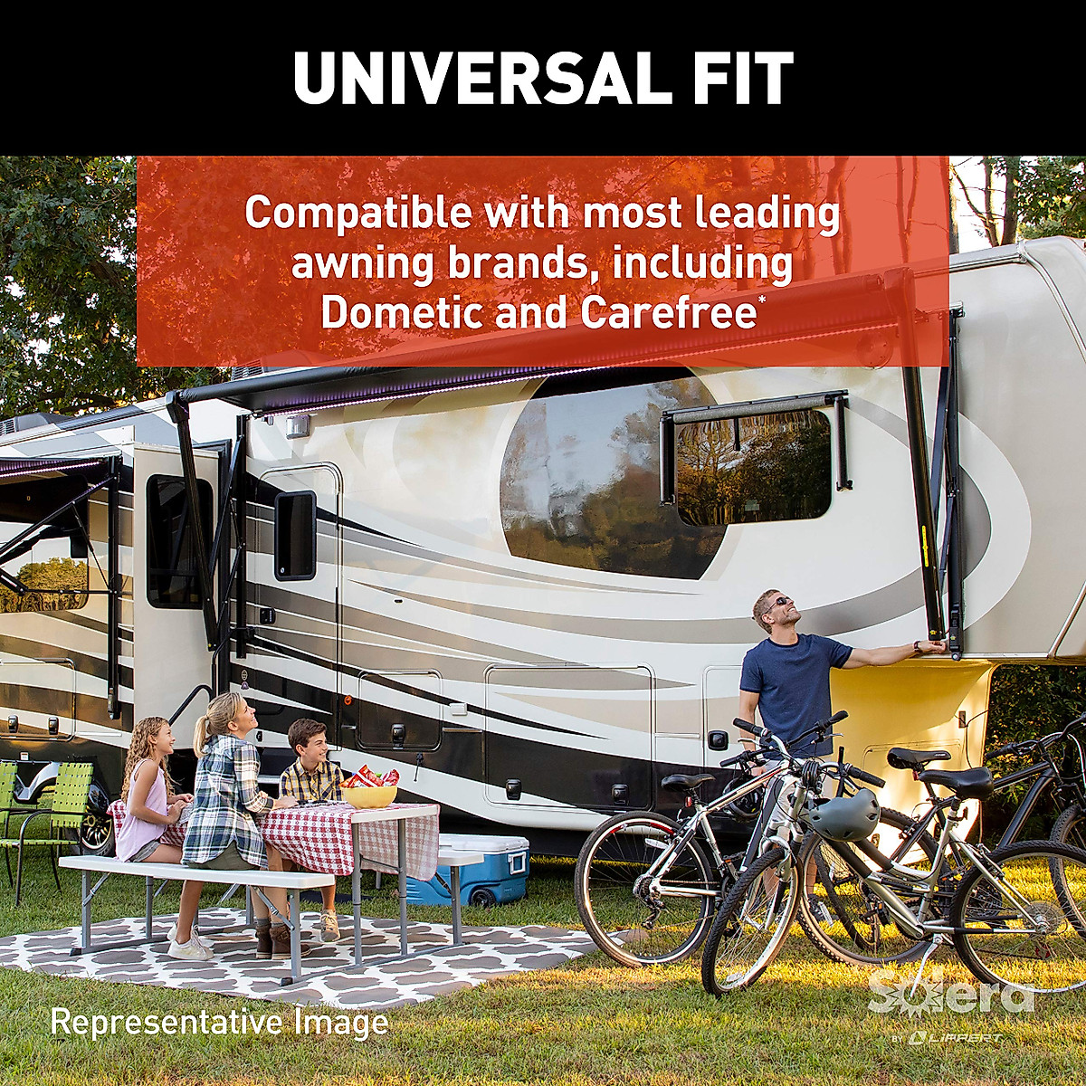 Solera 12V Smart Arm 63" Awning Hardware Kit for 5th Wheels, RVs, Travel Trailers, Power Extend and Retract, Safety Lock Button, Weatherproof - 759516