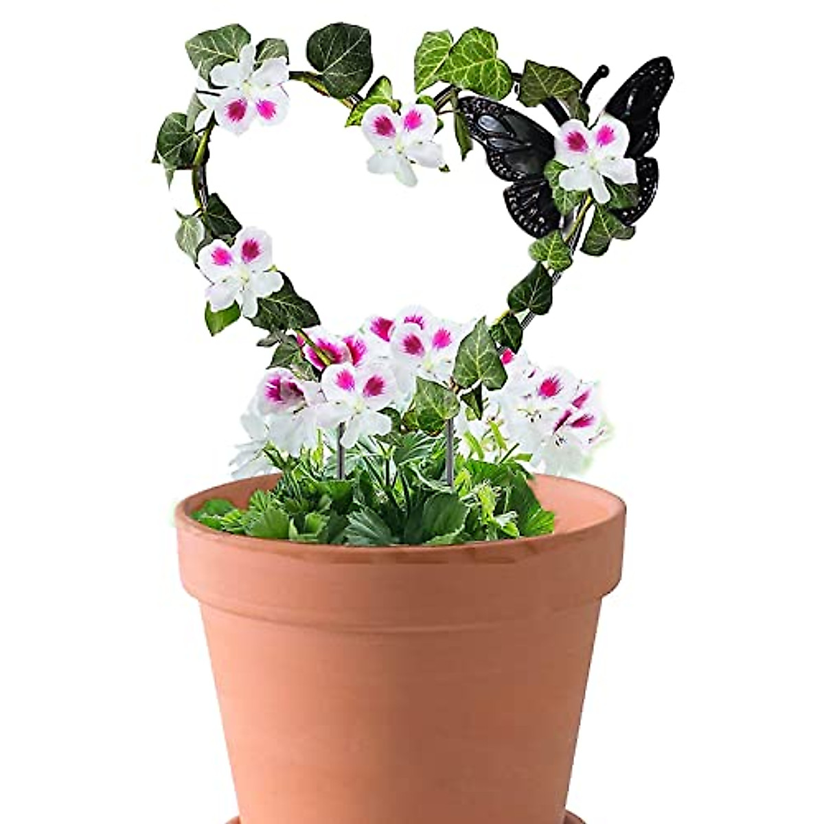 Potted Plants Support, Love Heart Backdrop Stand, 2 Pack Black Iron Garden Trellis for Climbing Plants, Garden Stem Stalks Vines, Garden Decoration