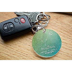 Trend Setters Ltd. – Pisces Zodiac - Personalized –Acrylic Keychain – Fused Image Birthday Gift Stocking Stuffer