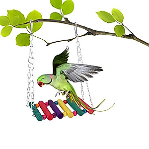 Holyfire Bird Toys 11PCS, Parakeet Toys Climbing Ladder Bird Swing Hanging Chewing Colorful Toys for Budgie, Cockatiel, Conure, Cockatoo, Love Birds, Finches, Mynah