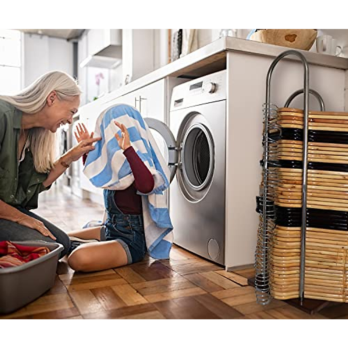 VCREATC Hanger Stacker, Clothes Hanger Organizer Stand, Portable Wood Hanger Storage Rack, Large Wire and Velvet Hanger Holder for Closet Laundry Room, Commercial Hanger Storage (Large - 32.7" H)