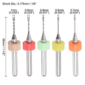 uxcell Micro PCB Drill Bit Set, 1/8" Shank 0.1mm-1.0mm Solid Tungsten Carbide CNC Engraving Print Circuit Board Drill Bits Rotary Tool 10pcs
