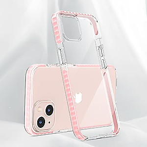 MILPROX Compatible for iPhone 13 Clear Case (2021), Crystal Transparent Cover Shockproof Protective Heavy Duty Bumper Shell Anti-Yellow Anti-Scratch for iPhone 13 6.1" 【2 Cameras】 2021-Pink