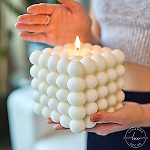 LUXANNA Large Decorative Scented Bubble Candle (White) - Handmade Aesthetic Candle for Home Decor - Minimalist & Cute Soy Wax Scented Candles Ideal Gift for Mother's Day, Birthday, Wedding, etc.