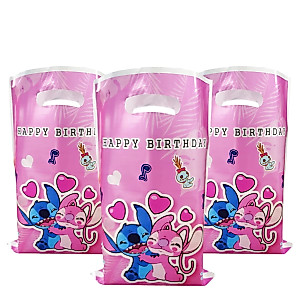 OU RUI 30Pcs Pink Lilo and Stitch Party Gift Bags,Girl Lilo and Stitch Birthday Party Supplies Decorates
