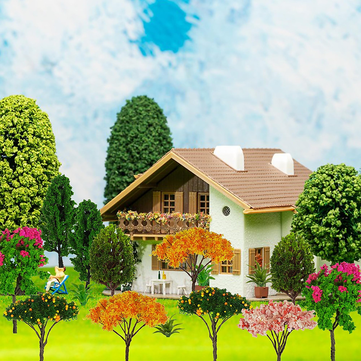 16 Pcs Miniature Fairy Garden Tree Plant Ornamentm, Mixed Model Trees 1-3 Inches, Miniature Dollhouse Pots Decor Moss Bonsai Micro Landscape DIY Craft Garden Ornament