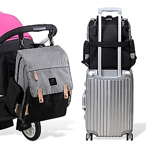 Land diaper bag multi-function waterproof travel backpack nappy bags insulated compartment pockets wipes pocket (navy blue)