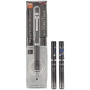 uni Mechanical Pencil Kuru Toga Roulette Model 0.5mm Gun Metallic (M510171P.43) + Lead 2 Set (Pencil : Lead : U05203HB.24)