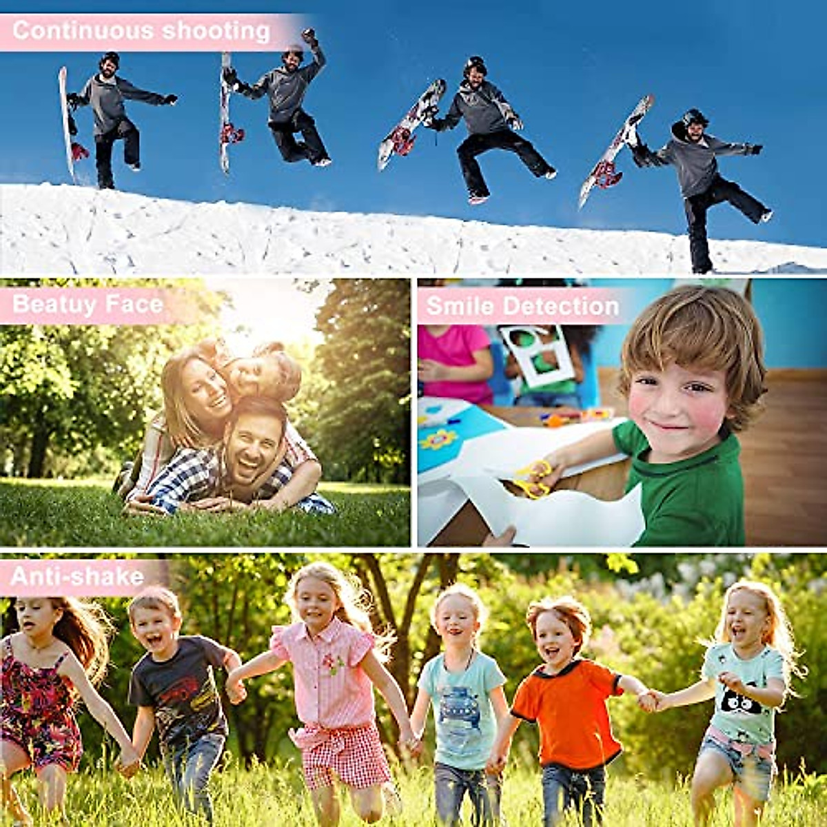 Digital Camera, AOREGRE FHD 1080P 36.0 MP Vlogging Camera with 16X Digital Zoom, 2.4 Inch LCD Screen, Compact Mini Small Camera Gift for Teens, Kids, Students (Pink)