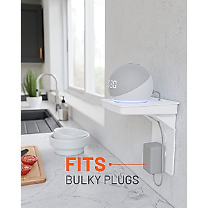 ECHOGEAR Outlet Shelf for Standard Outlets - Next-Gen Design with Built in-Cord Storage & Room for Bulky Plugs - Quick Install with Included Hardware