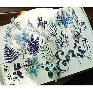 56PCS Middle Size Plants Scrapbook Stickers - Doraking DIY Decoration Transparent Sulfuric Paper Plants Stickers for Scrapbook Decoration Without Repeat