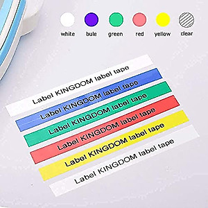 6 Color + 2 White Compatible Label Tape for Brother P-Touch TZe Tape 12mm 0.47 Inch Laminated for PTouch PT-D210 PT-H110 PT-D400 Label Maker, Black on White/Orange/Red/Blue/Yellow/Green, 8Pack