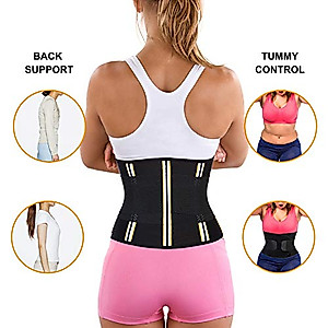 Nebility Women Waist Trainer Belt Tummy Control Waist Cincher Trimmer Sauna Sweat Workout Girdle Waist Slimmer Belly Band (S, Black-white)