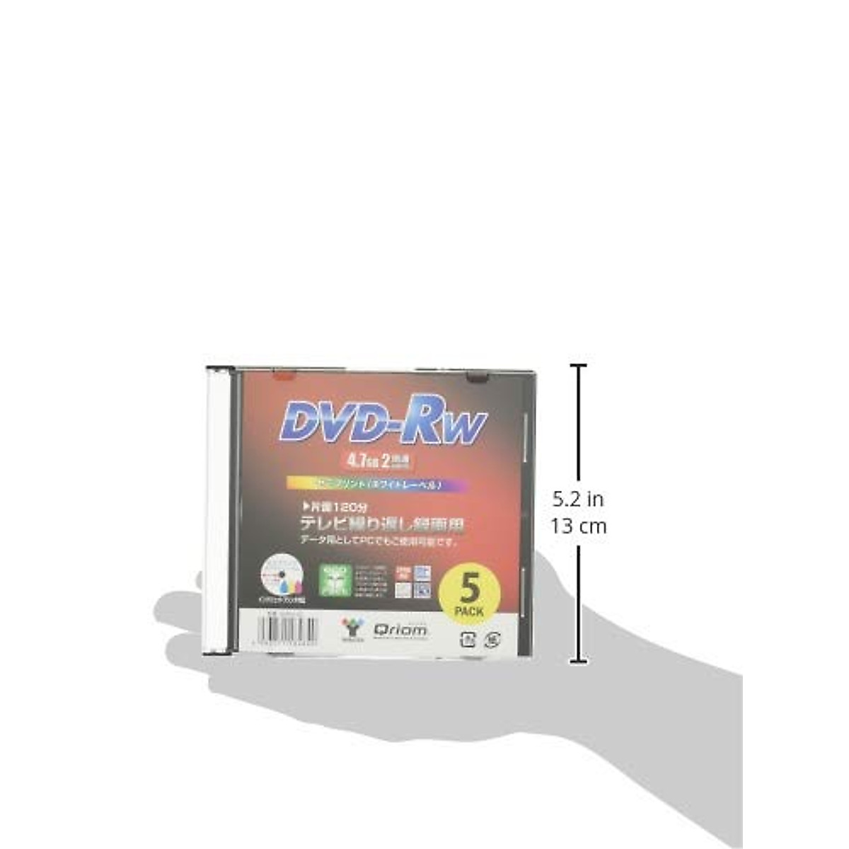 Yamazen QDRW-5C Curiom DVD-RW for Repeated TV Recording, Case of 5, 2X Speed, 4.7GB