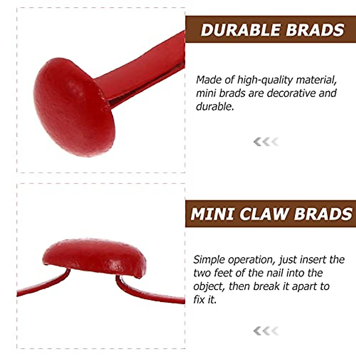 ARTIBETTER 200pcs Mini Brads Iron Metal Brad Paper Fastener for Scrapbooking Craft DIY Paper Red