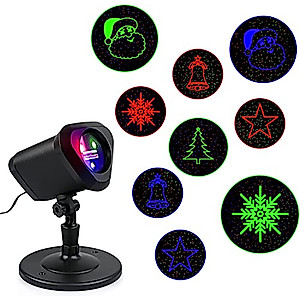 TOFU Christmas Laser Lights, RGB Christmas Laser Lights Projector, 6 Patterns Landscape Projector Spotlights with Remote,Decoration for Outdoor Indoor Garden Christmas Holiday