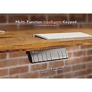 Claiks Triple Motor L Shaped Standing Desk, 63 x 55 inch Corner Stand Up Desk, Adjustable Height Desk with Splice Board, Black Frame/Rustic Brown Top