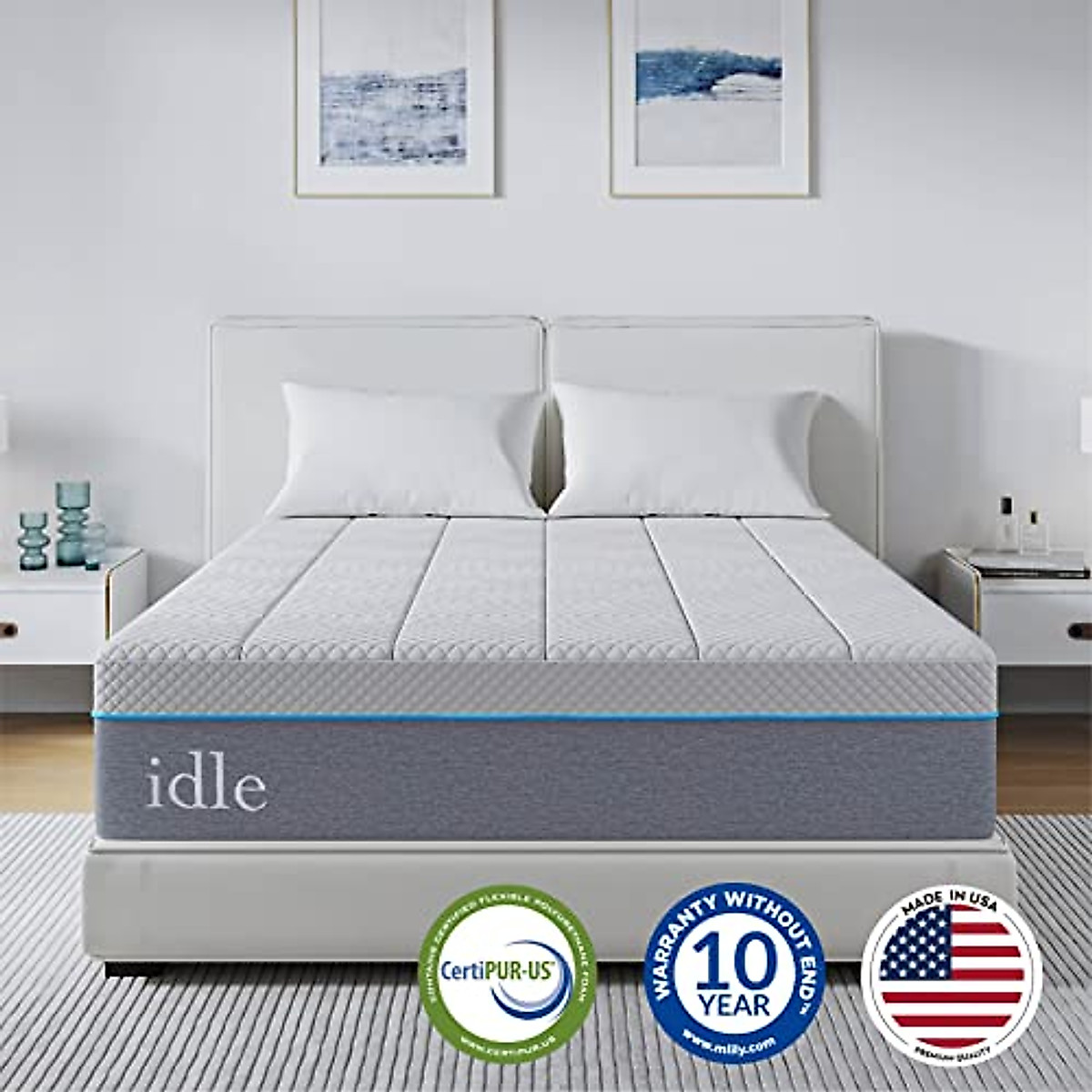 14 Inch King Cooling Mattress, Cooling Gel Memory Foam Mattress in a Box, CertiPUR-US Certified Made in USA, Medium Double Firm Mattress for Pressure Relief, White
