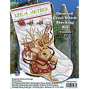 Design Works Crafts Reindeer Ride Counted Cross Stitch Stocking Kit