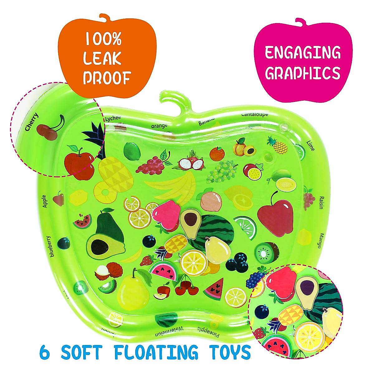 SUNSHINE-MALL Infant Toys Water mat, Tummy time Baby Toys, Inflatable Play Mat Water Cushion Baby Toys, Fun Early Development Activity Play Center for Newborn (80 x 76 cm)