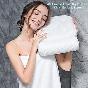CAICFYIN Bathtub Pillow for Men and Women,Bath Pillows for Tub with 4D Waterproof Air Mesh Material Technology and 7 Non Slip Suction Cups,Bath Pillows for Tub Neck and Back Support