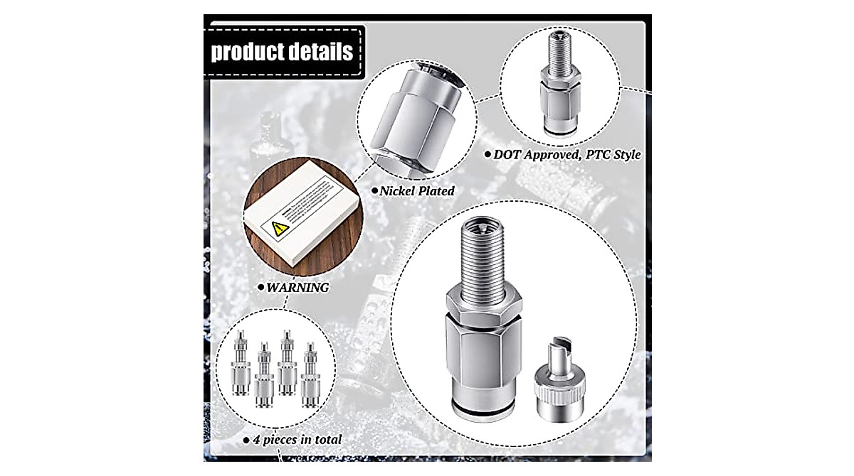4 Pieces Inflation Schrader Valve for 1/4 Air Line with 1 Warning ...