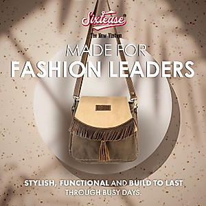 SIXTEASE Crossbody Bag for Women Vintage Style Genuine Leather, Upcycled Canvas, Rug, or Hair On - Cross Body Womens Bags with Inside Zipper Pockets - Larissa