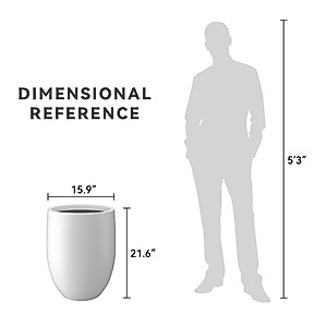 Kante 21.7" H Pure White Concrete Tall Planter, Large Outdoor Indoor Decorative Pot with Drainage Hole and Rubber Plug, Modern Round Style for Home and Patio